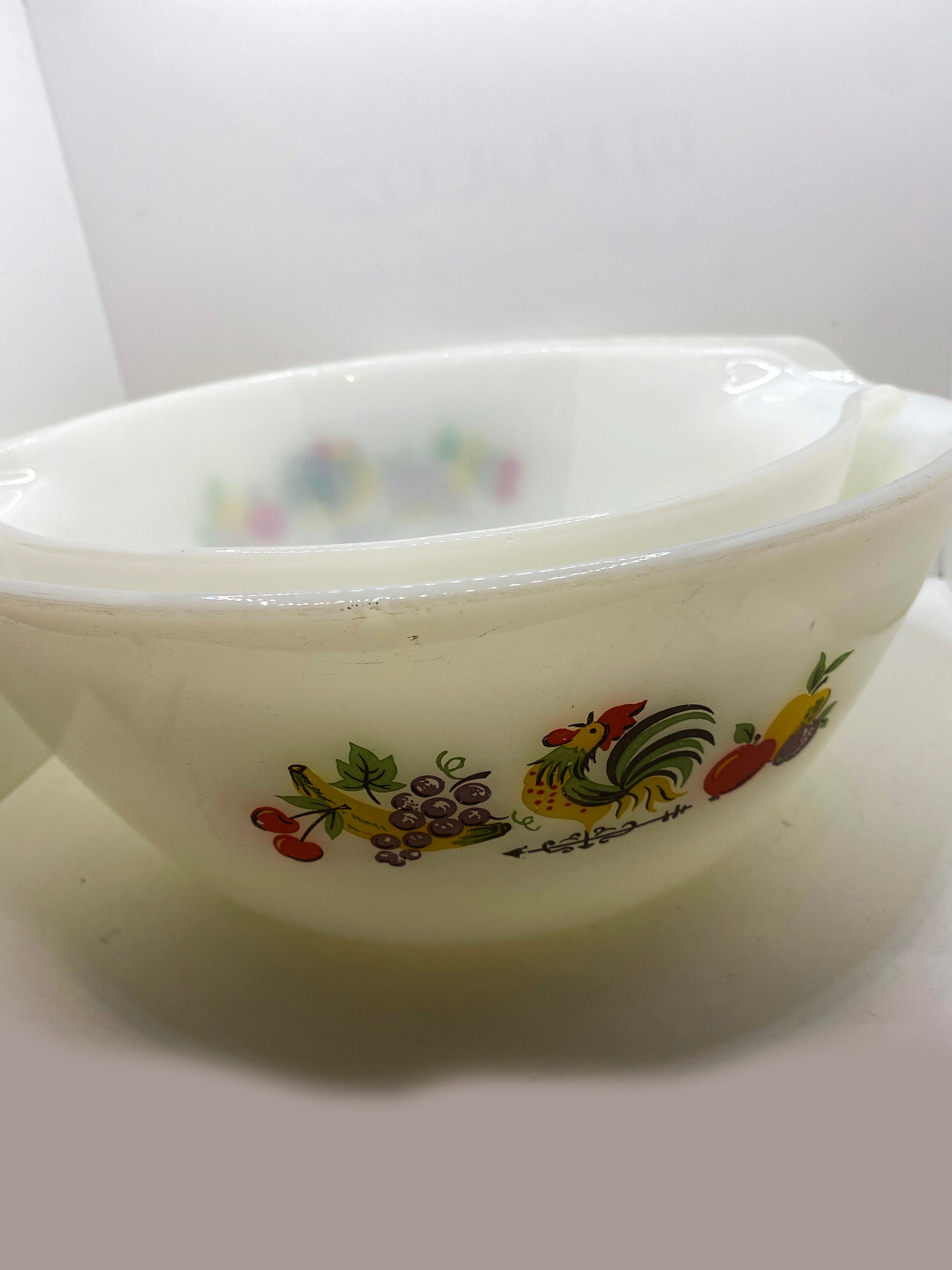 Fire King Chanticleer Cinderella Rooster Large Handled Mixing Bowl Set ...