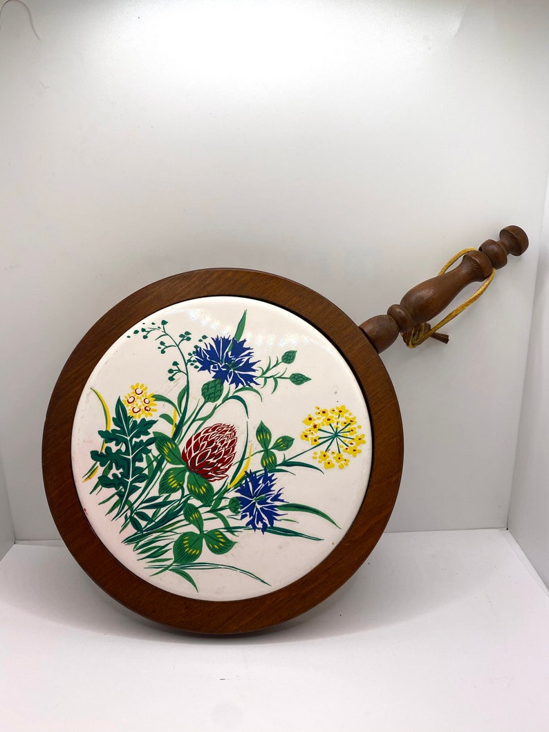 Vintage MCM Decorative Wood Trivet With Turned Handle 1970s - Etsy