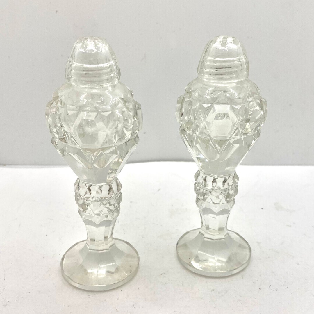 Vintage Czech Cut Glass Salt and Pepper Shakers - Etsy
