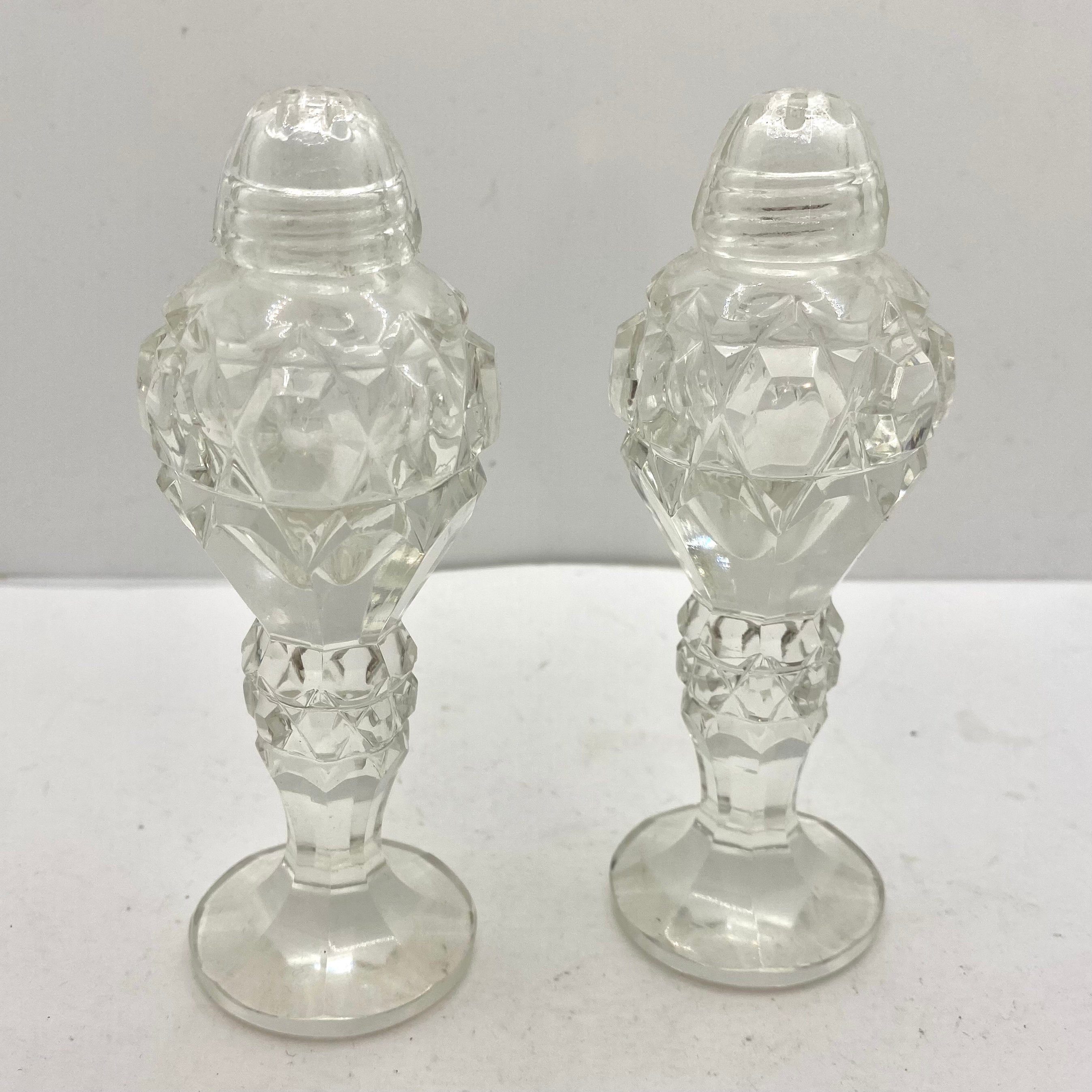 Vintage Czech Cut Glass Salt and Pepper Shakers - Etsy