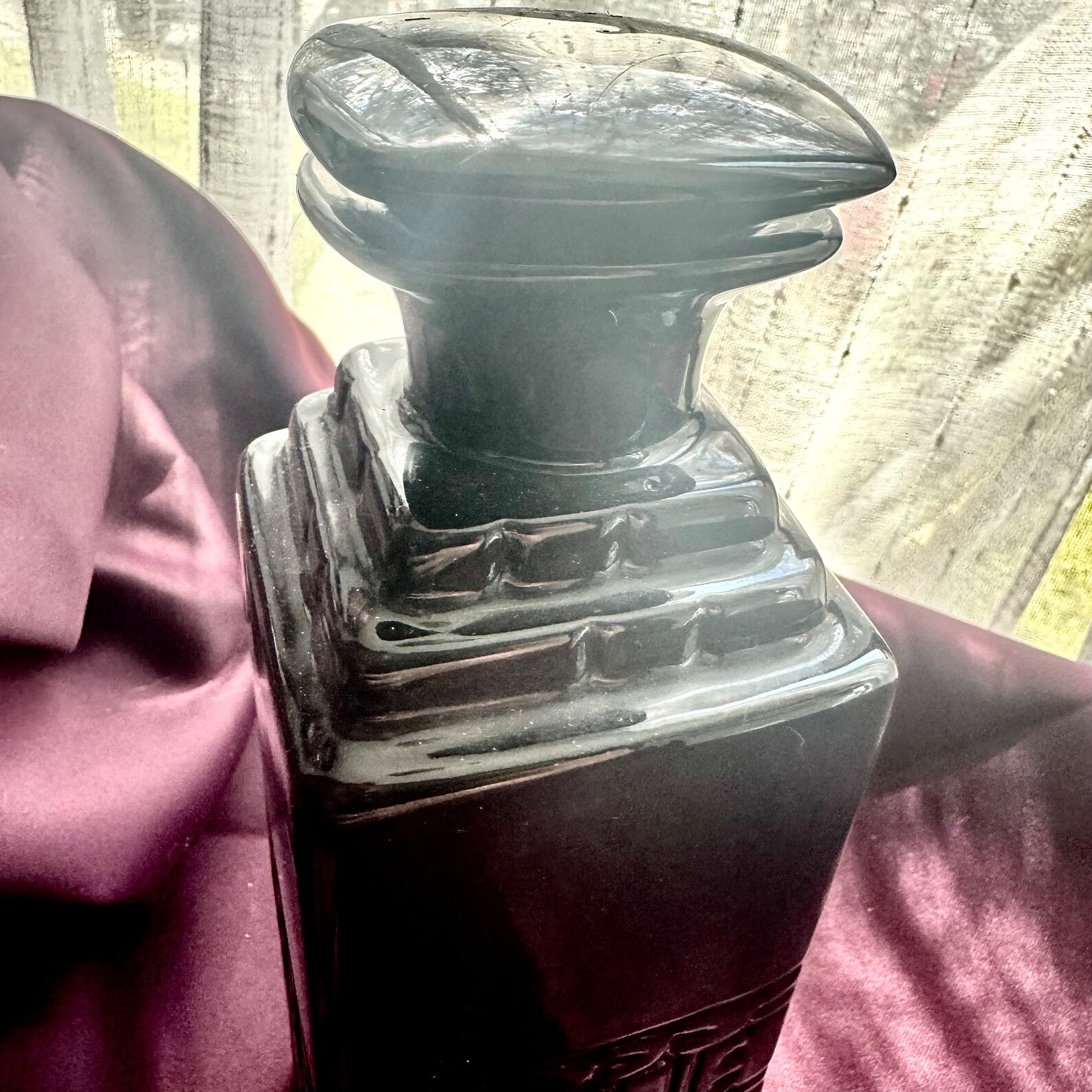 1950s MCM Black Ceramic Decanter - Mayan Design, Frankoma 7JH With ...