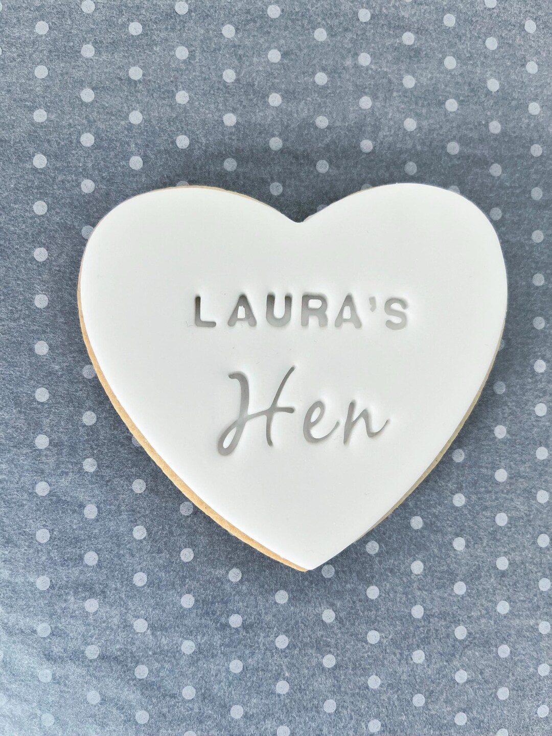 Personalised Hen Do Pink White Heart Cookie, Hen Party Custom Favour ...