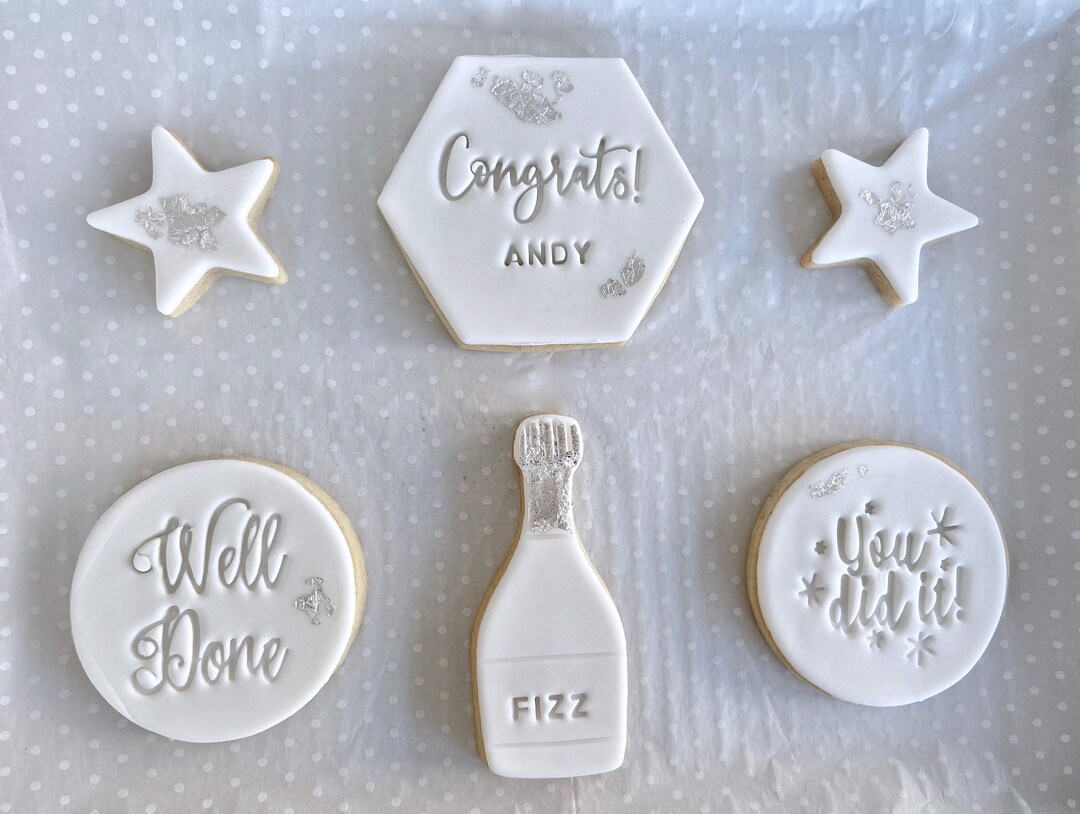 Personalised Well Done Cookies, Star Silver Gold Foil Biscuits ...