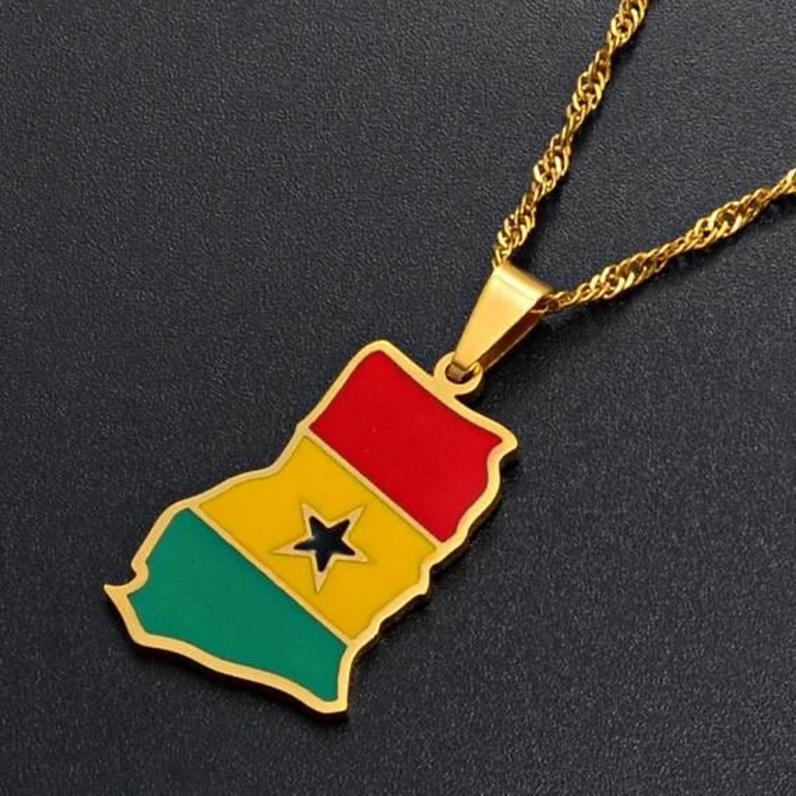 18k Gold Plated Ghana Map Necklace | Etsy
