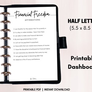 Financial Freedom Affirmation Dashboard, Printable, Minimal, Half ...