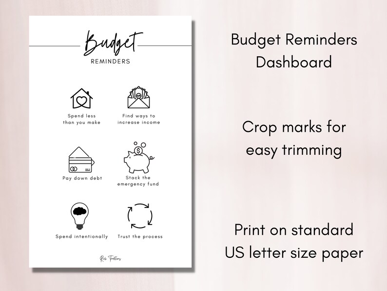 Budget Reminder Dashboard Printable, Minimal, HP Classic Size ...
