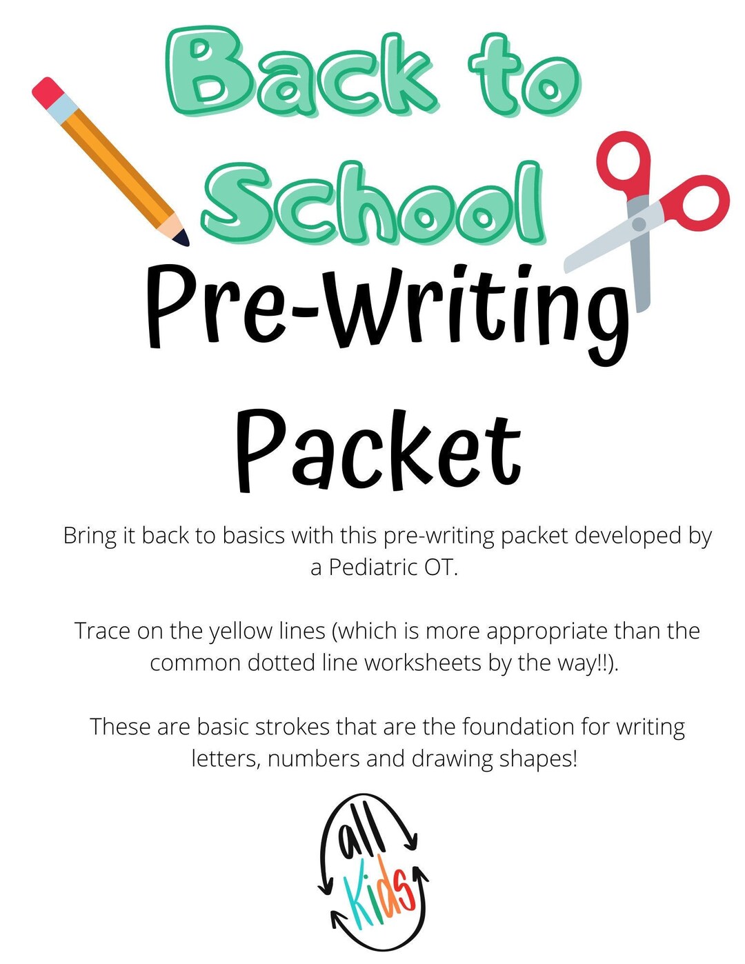 Back to School Pre-writing Packet *DIGITAL* - Etsy