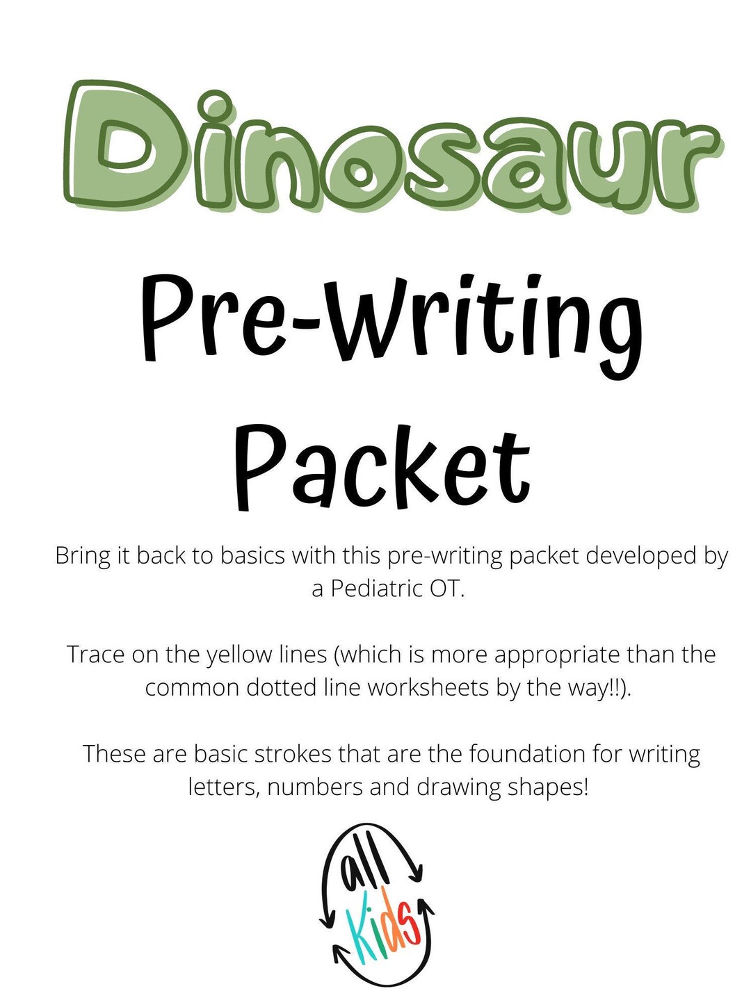 Dinosaur Pre-writing Packet - DIGITAL DOWNLOAD - Etsy