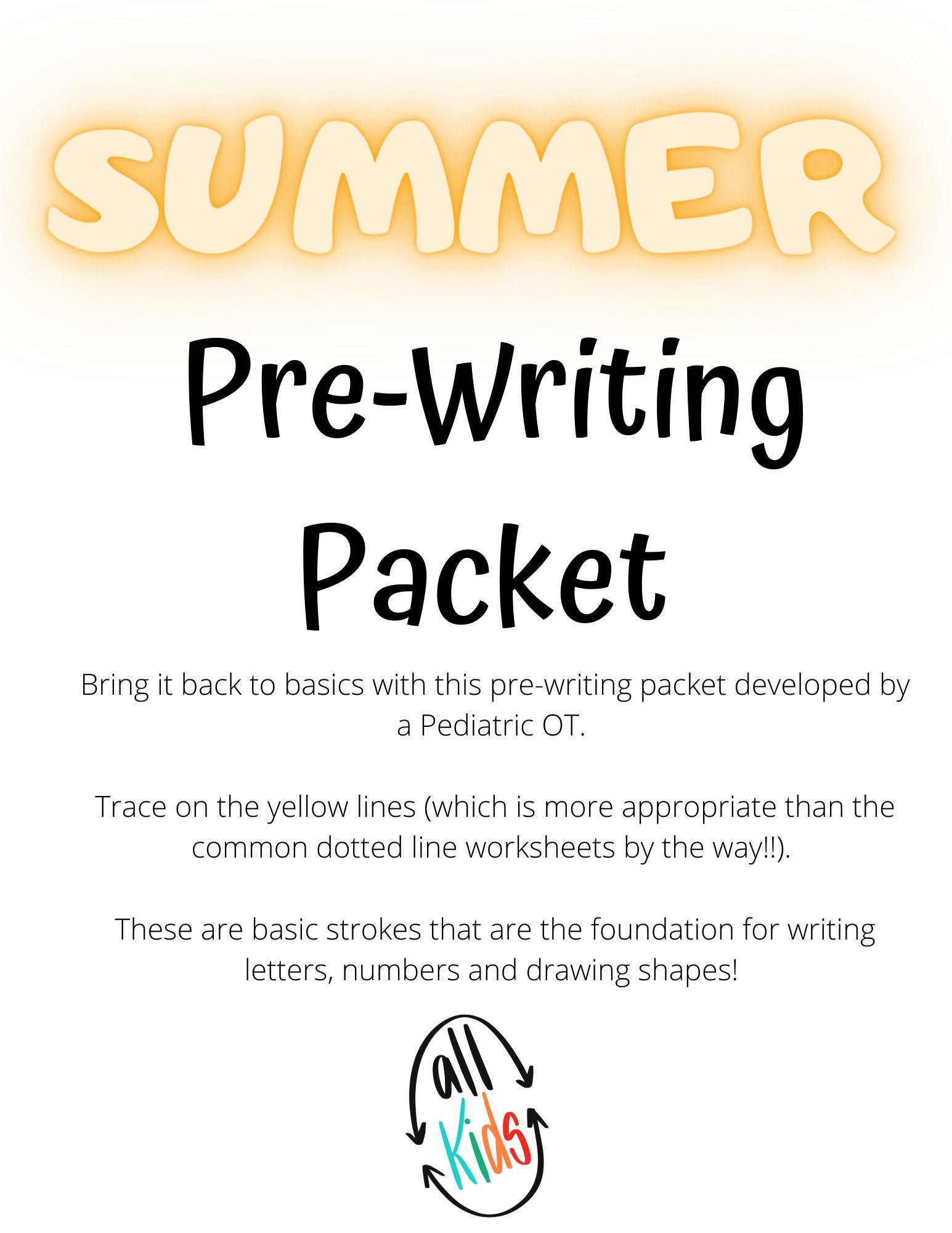 Summer Pre Writing Packet -DIGITAL - Etsy UK