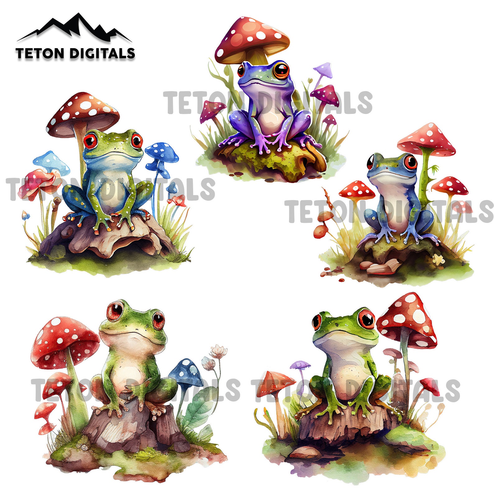 Frog Watercolor Clipart Bundle 8 Cute Frog Clipart PNG Files - Etsy