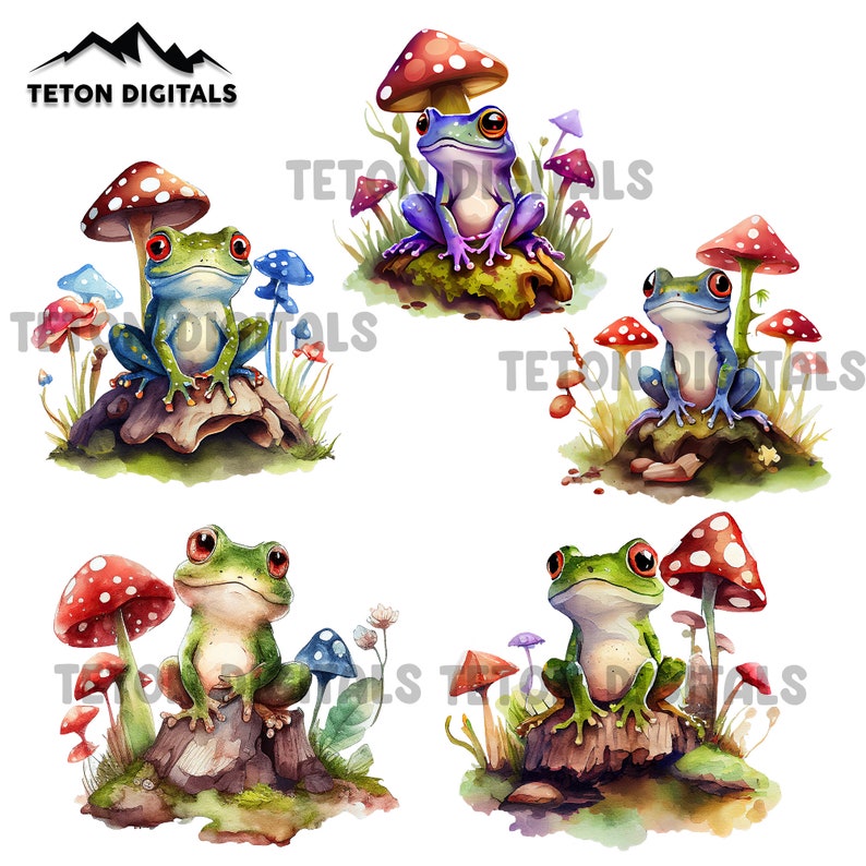 Frog Watercolor Clipart Bundle 8 Cute Frog Clipart PNG Files - Etsy