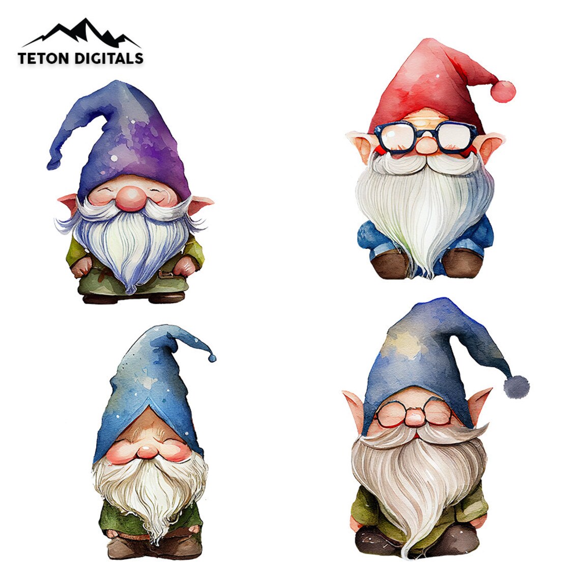Gnome Clipart PNG Bundle, Cute Watercolor Gnome Clipart PNG, Garden ...
