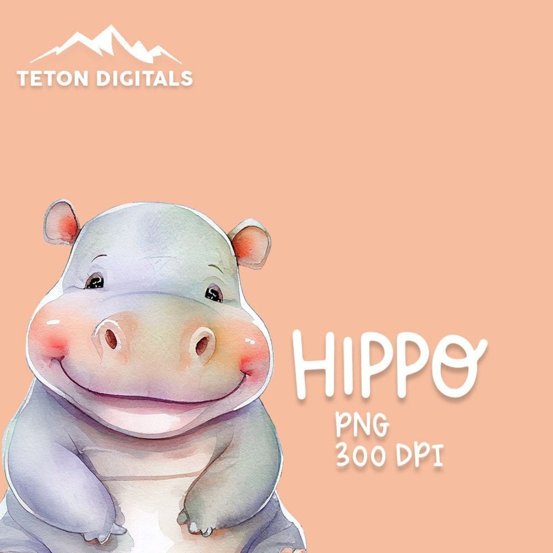 Hippo Watercolor Clipart, Cute Hippo Clipart PNG, Baby Hippopotamus ...