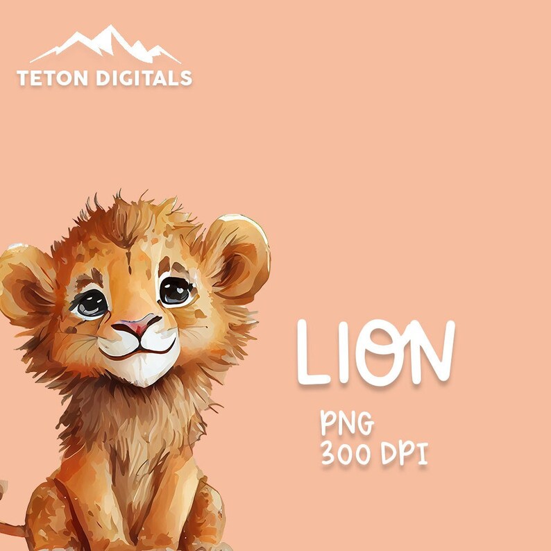 Lion Watercolor Clipart, Cute Lion Clipart PNG, Baby Lion Clipart ...