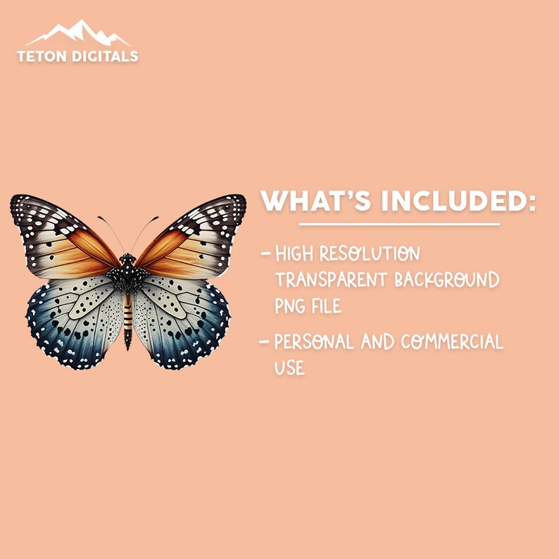 Blue Monarch Butterfly Clipart, Boho Blue Monarch Butterfly Clipart PNG ...