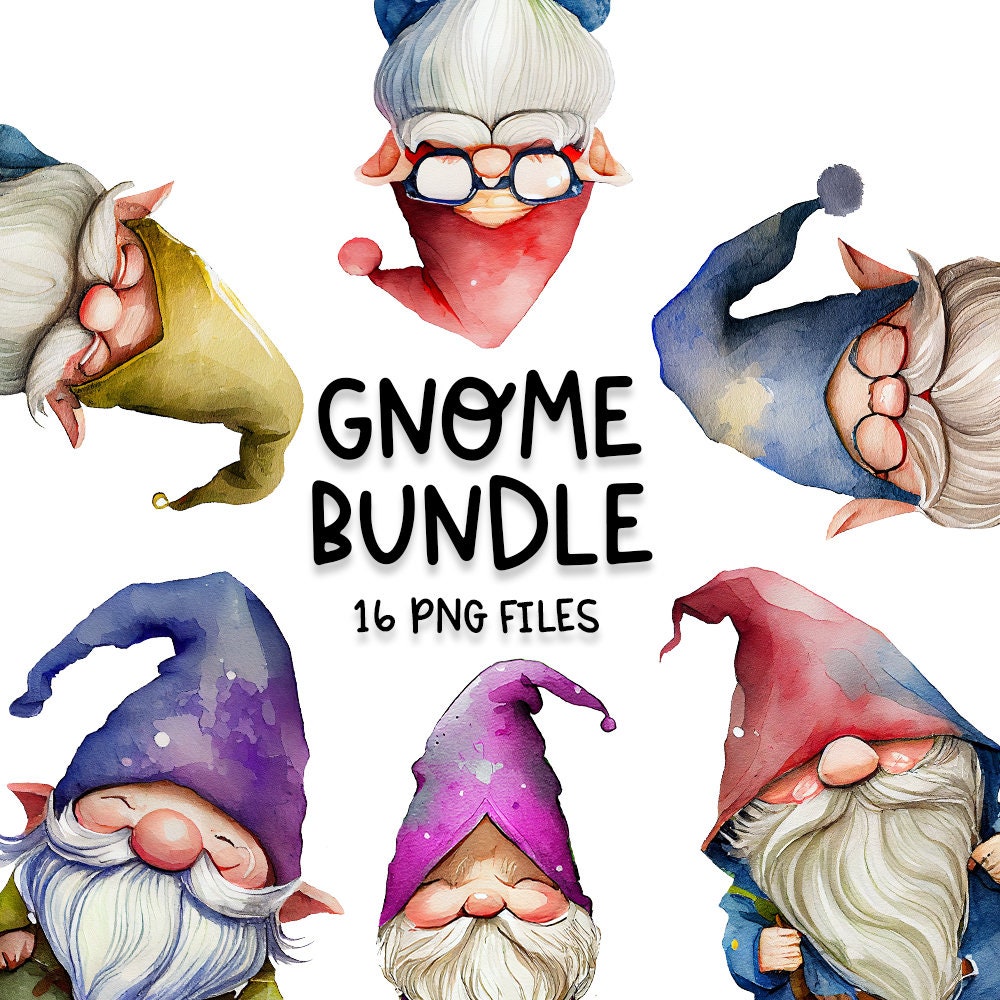Gnome Clipart PNG Bundle Cute Watercolor Gnome Clipart PNG - Etsy