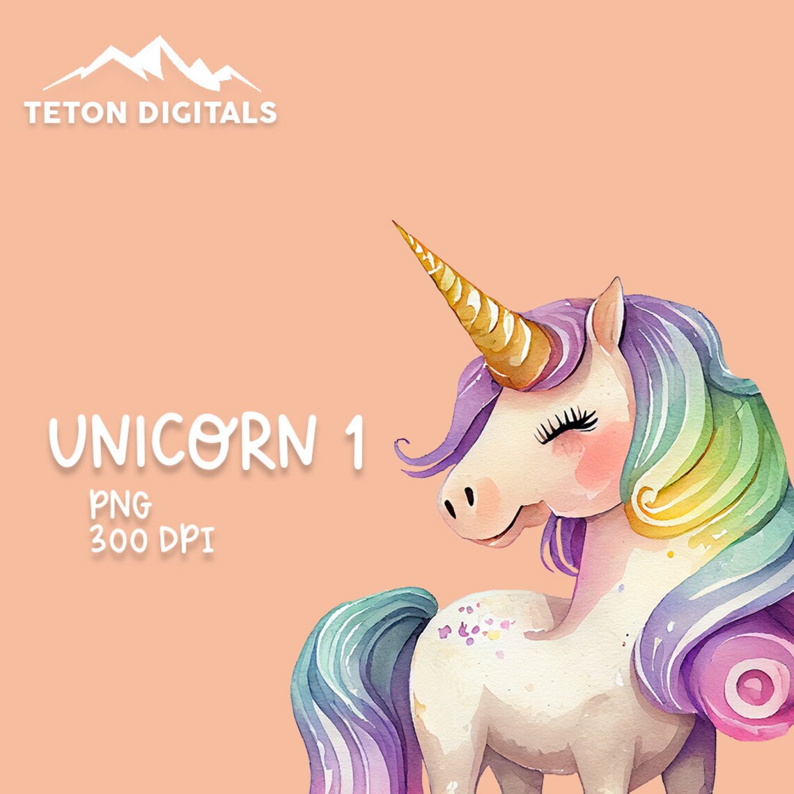 Unicorn Clipart PNG Bundle Cute Watercolor Unicorn Clipart - Etsy