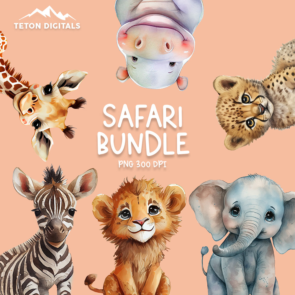 Safari Animal Clipart PNG Bundle Cute Safari Animals Clipart - Etsy ...