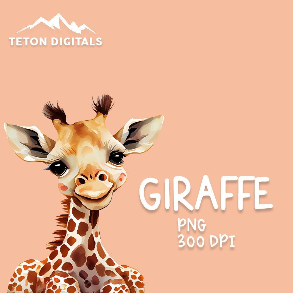 Giraffe Watercolor Clipart, Cute Giraffe Clipart PNG, Baby Giraffe ...