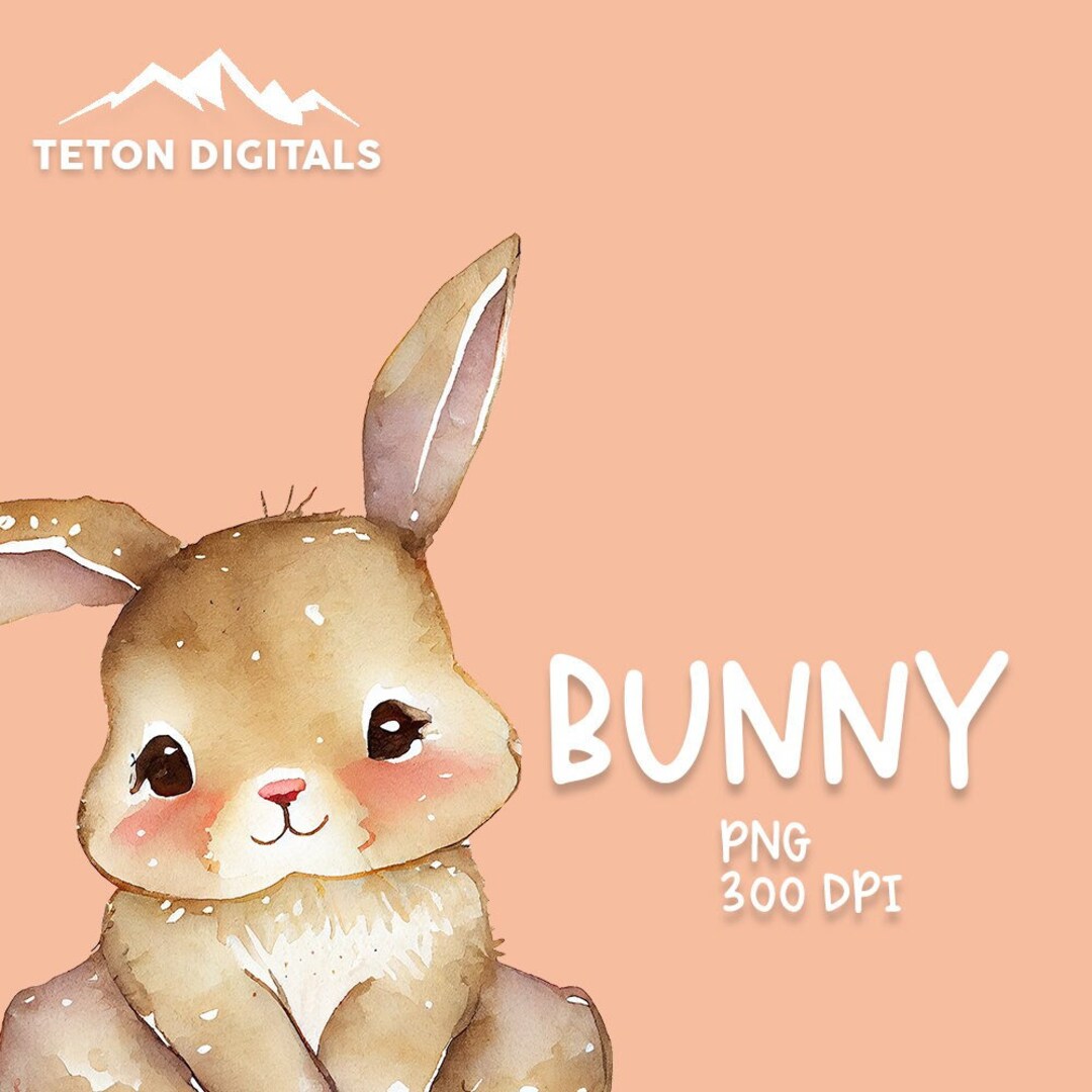 Baby Bunny Watercolor Clipart, Cute Bunny Clipart PNG, Baby Bunny ...