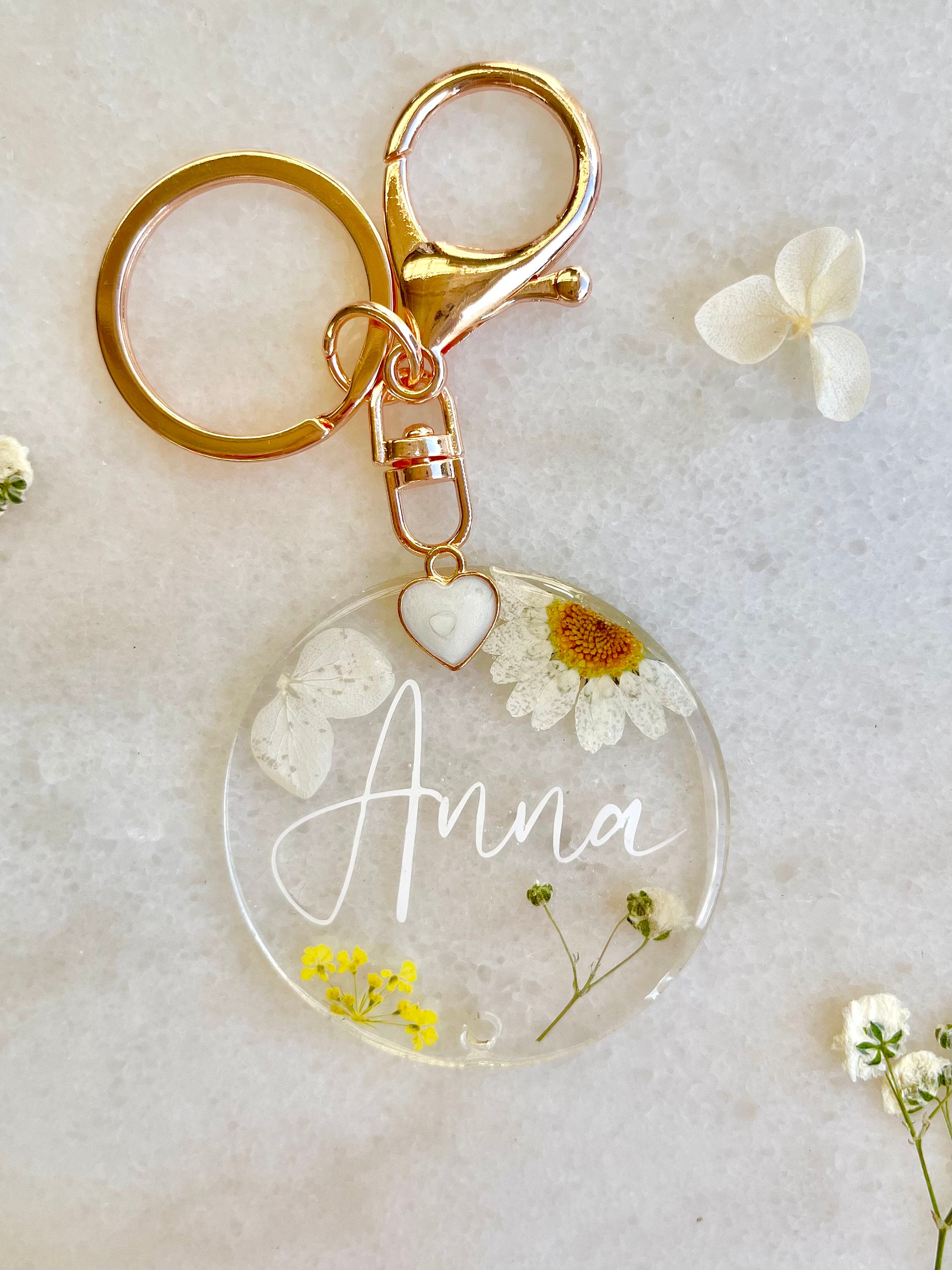 Personalised Flower Acrylic Keyring / Personalised Keyring / - Etsy ...