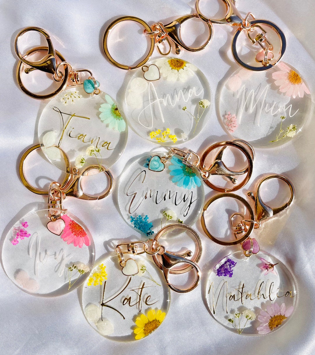 Personalised Flower Acrylic Keyring / Personalised Keyring / Custom ...
