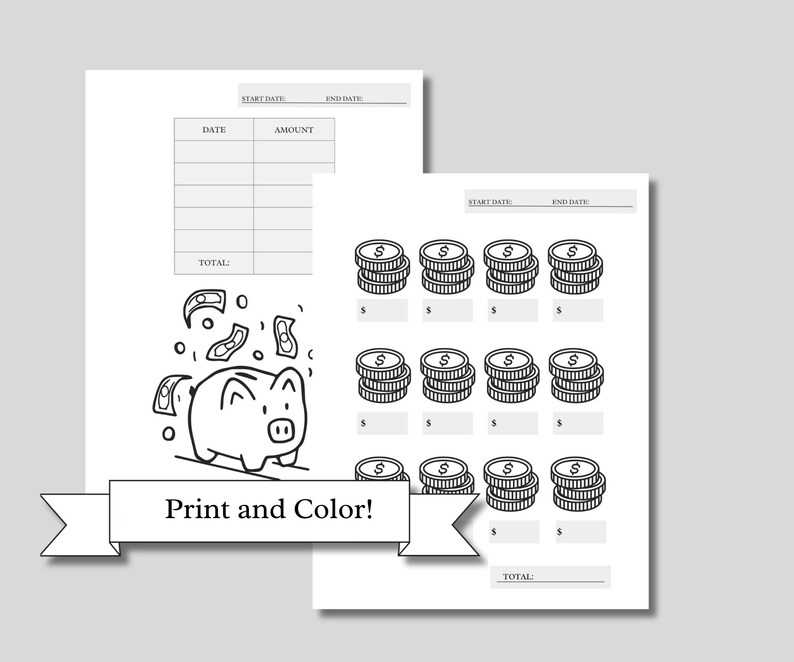 Savings Planner, Savings Coloring Pages, Practice Savings for Kids and ...