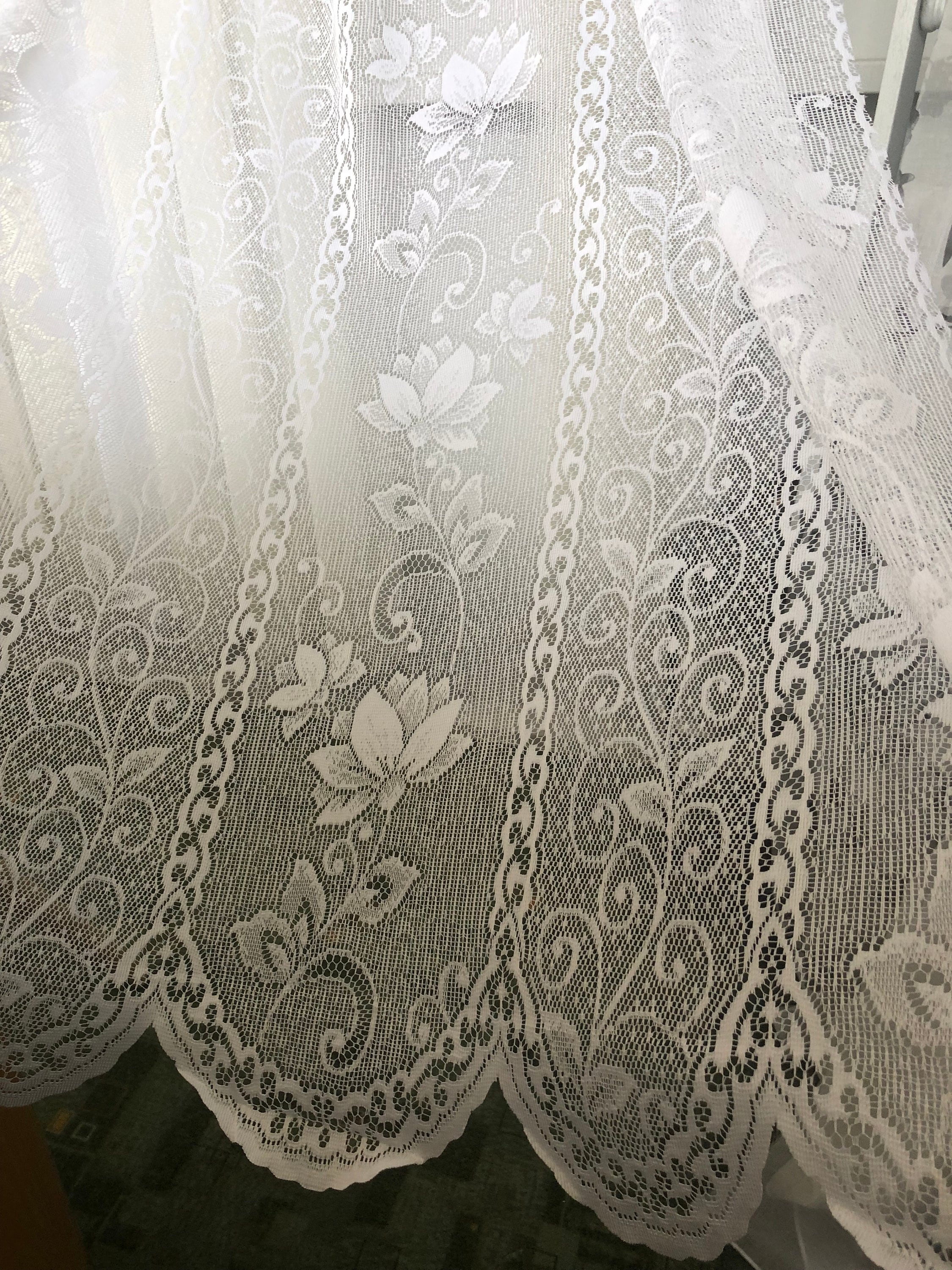260 Cm Long Drop Beautiful Majorca Curtain Lace-white-unheaded Last ...
