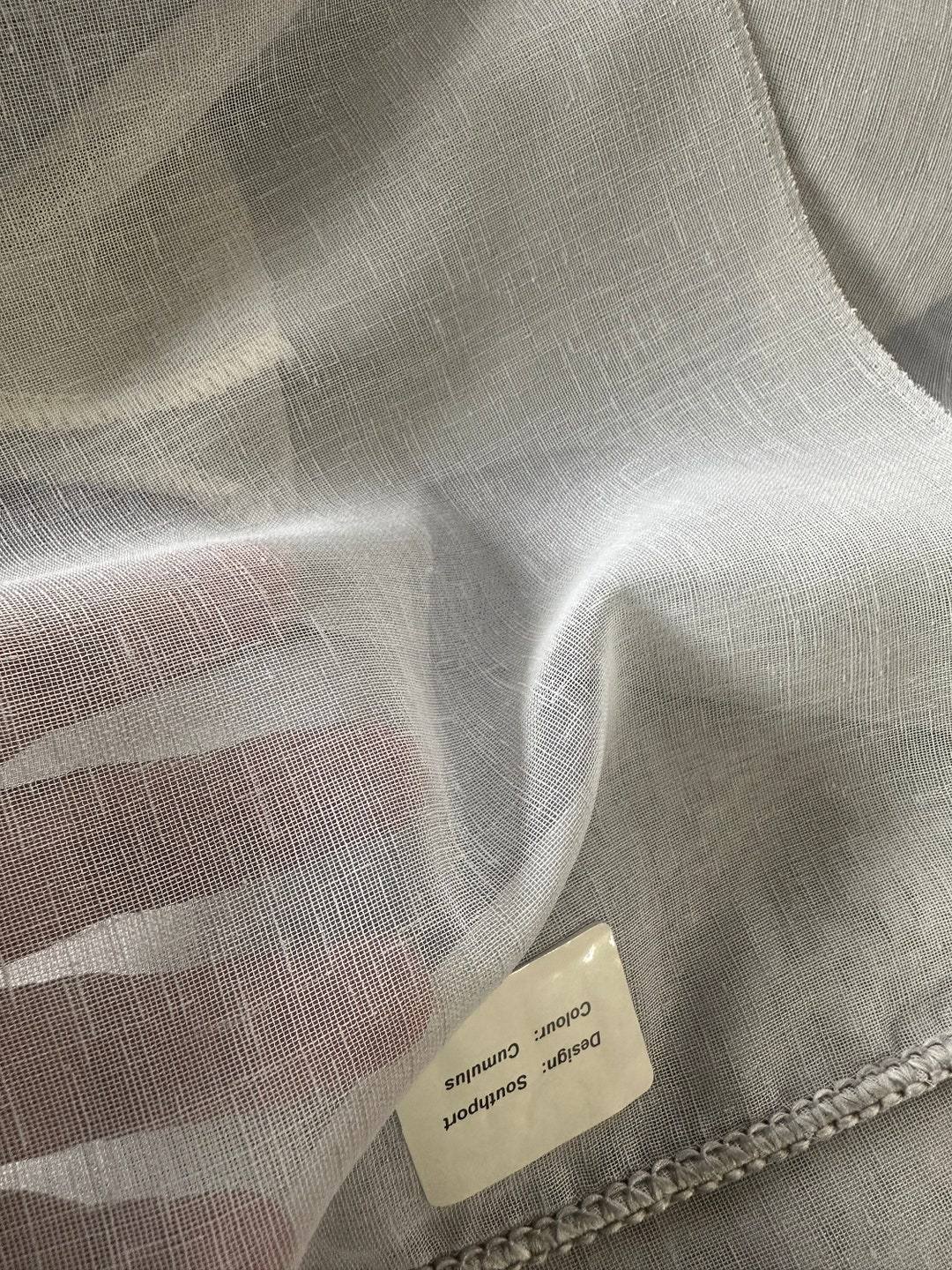 Linen Look Sheer Curtain Fabric SOUTHPORT CUMULUS Grey 330cm Drop Buy ...