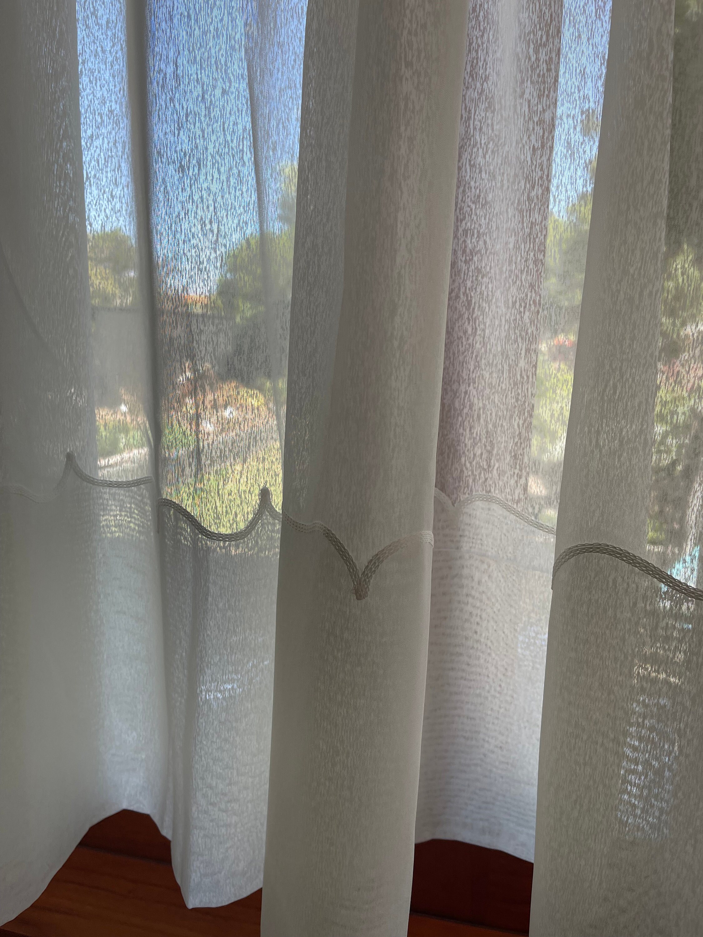 107cm Drop Sheer Curtain Voile -ivory - Rod Pocket Continuous Fabric ...