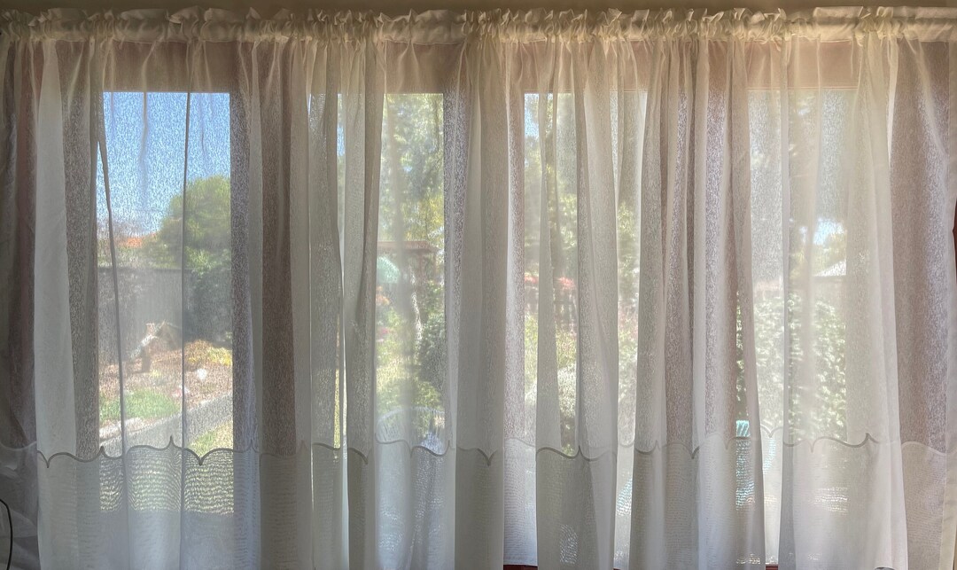 107cm Drop Sheer Curtain Voile -ivory - Rod Pocket Continuous Fabric ...