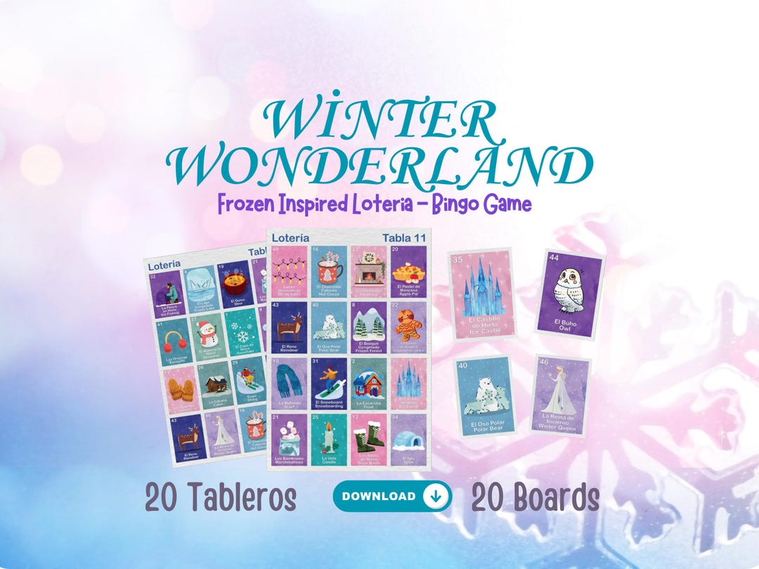 Winter Magic Bingo- Lotería Game. Bilingual. PDF Instant Download. 20 ...