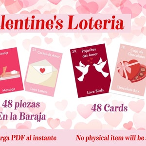 Valentine’s Loteria / Bingo Game. Spanish & English, 40 Tableros Para ...