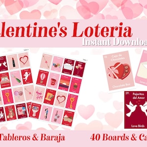 Valentine’s Loteria / Bingo Game. Spanish & English, 40 Tableros Para ...