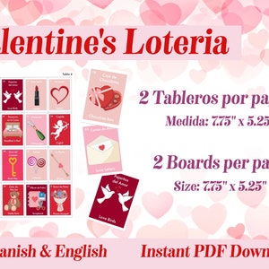 Valentine’s Loteria / Bingo Game. Spanish & English, 40 Tableros Para ...