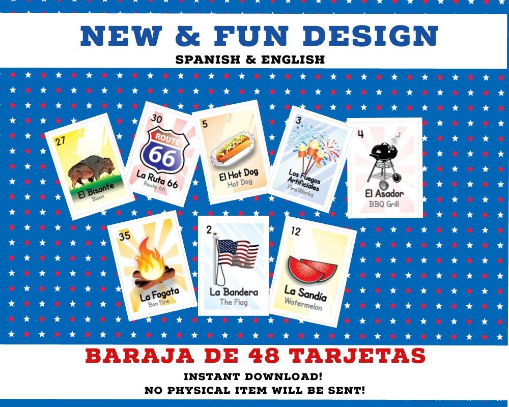 USA Loteria / Bingo Game. Spanish & English, 20 Tableros Para Jugar ...