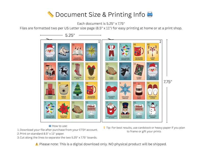Christmas Loteria Bingo Game: Spanish English Holiday Family Fun ...