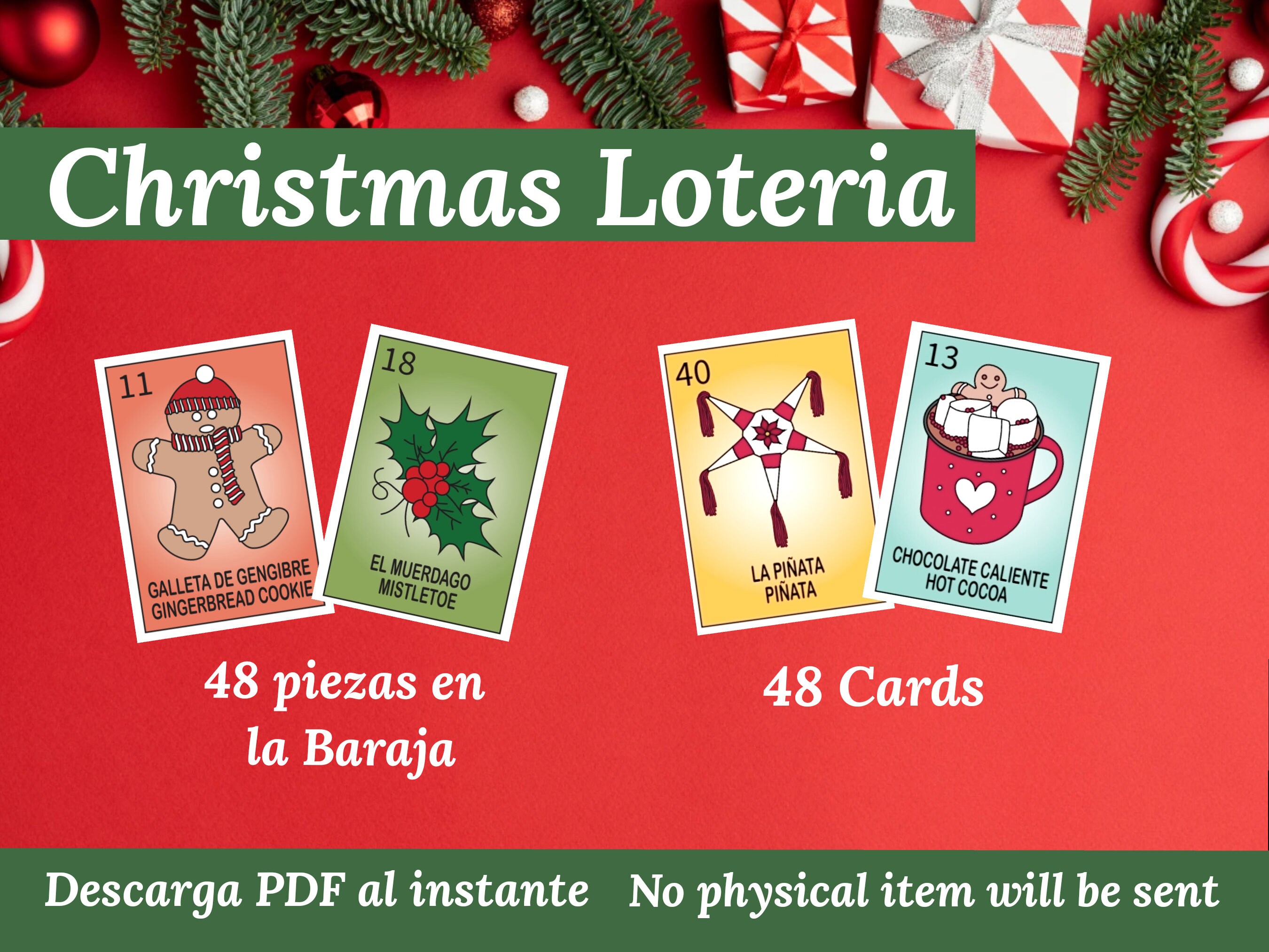 Christmas Loteria Bingo Game: Spanish & English Loteria, 20 Boards ...
