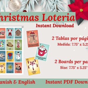 Christmas Loteria Bingo Game: Spanish English Holiday Family Fun ...
