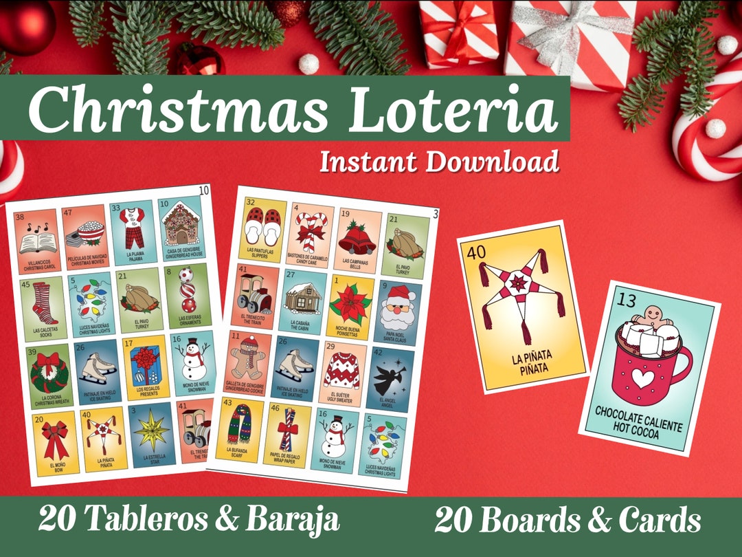 Christmas / Bingo Game - Loteria De Navidad. Spanish & English, 20 ...