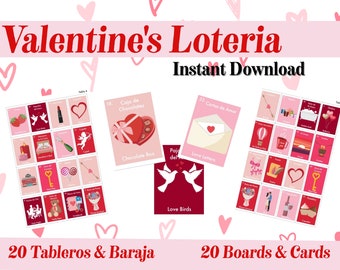 Valentine’s Loteria / Bingo Game. Spanish & English, 40 Tableros Para ...
