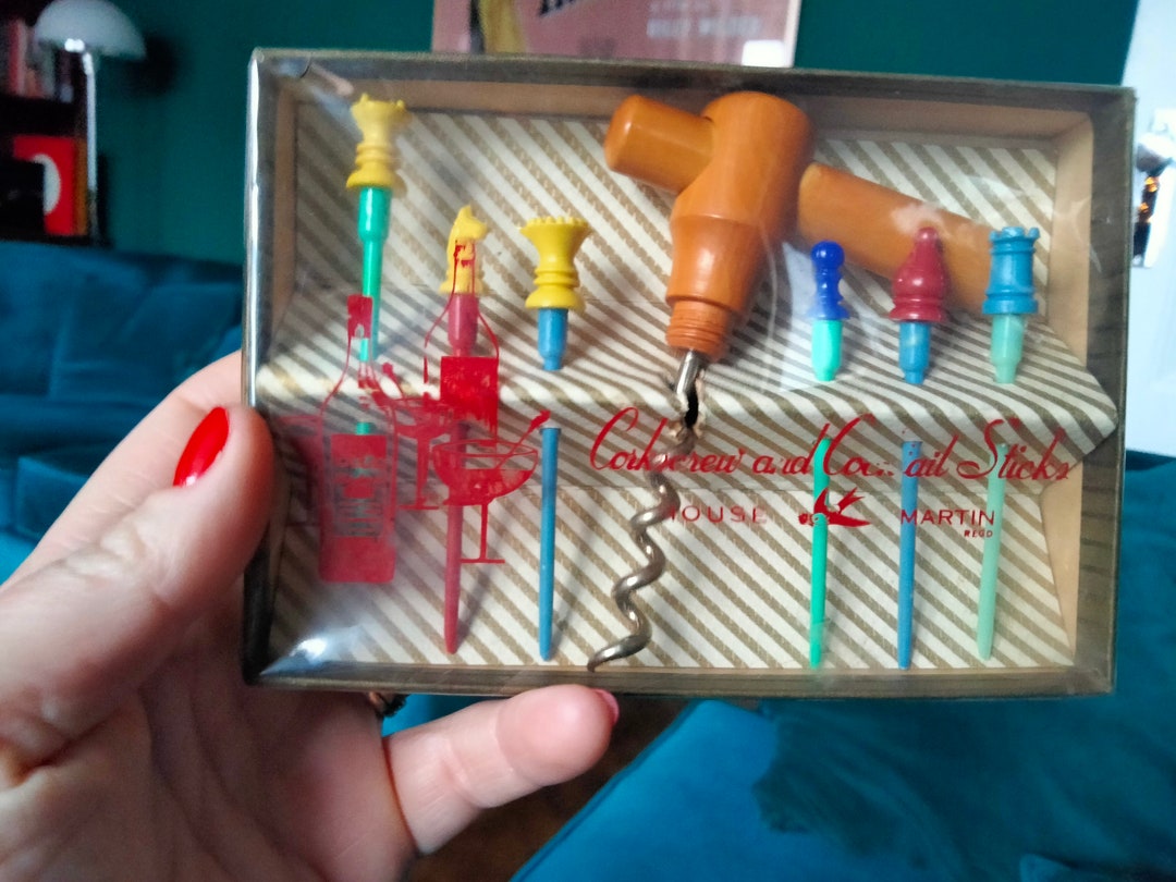 1960s House Martin Corkscrew and Cocktail Sticks - Etsy