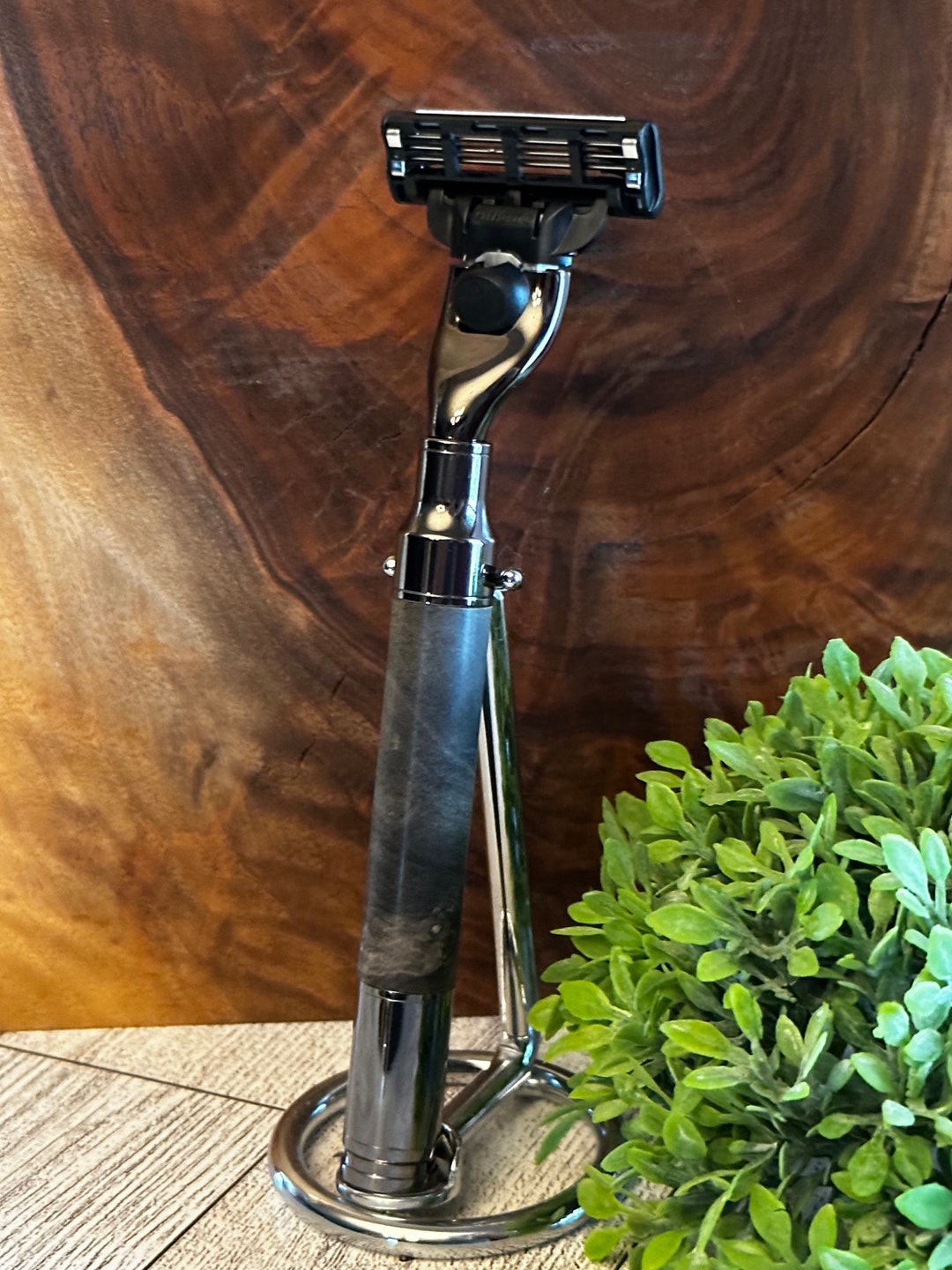 Magnum Razor Handle in Gun Metal With Buckeye Burl - Etsy