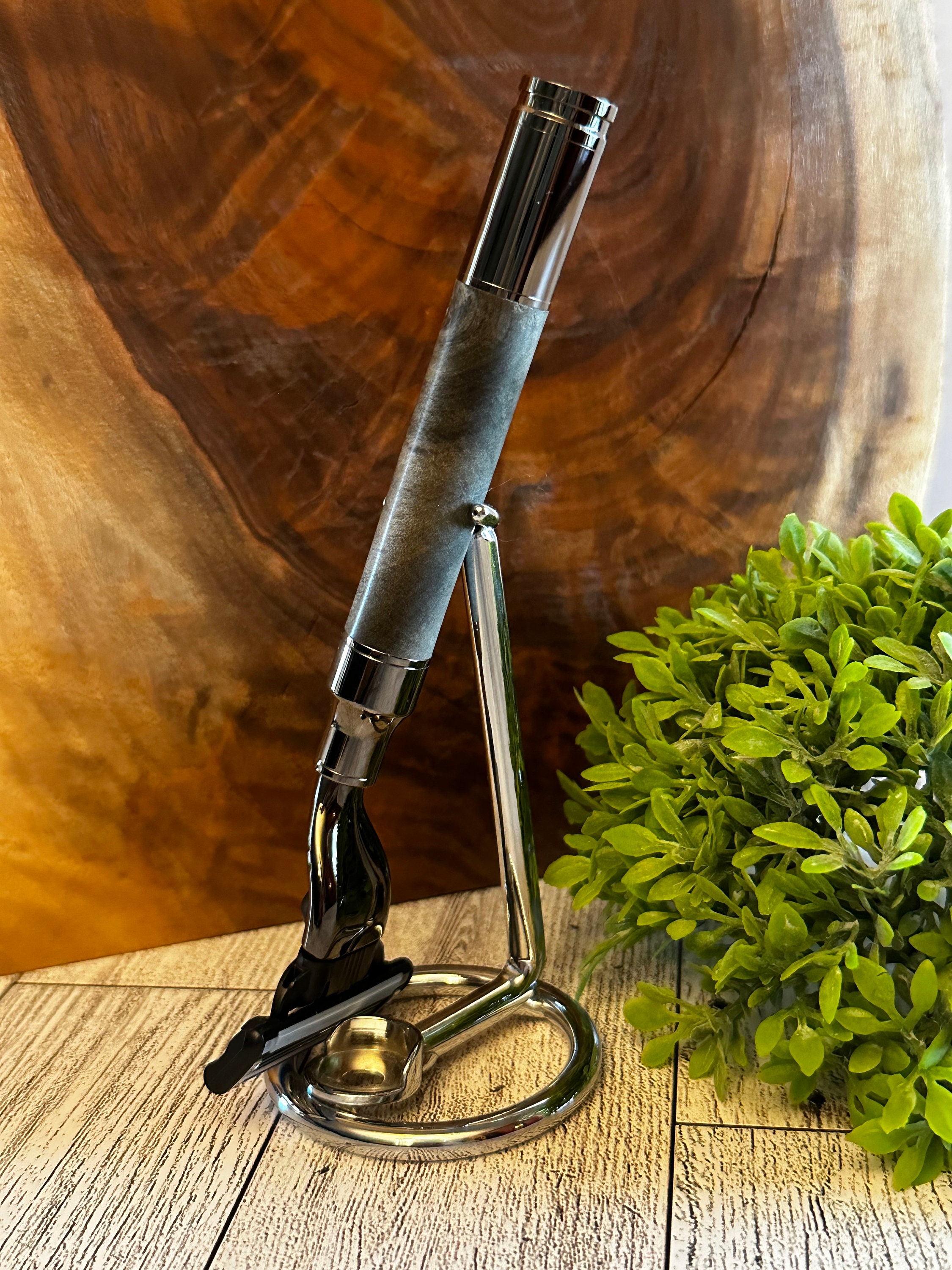 Magnum Razor Handle in Gun Metal With Buckeye Burl - Etsy