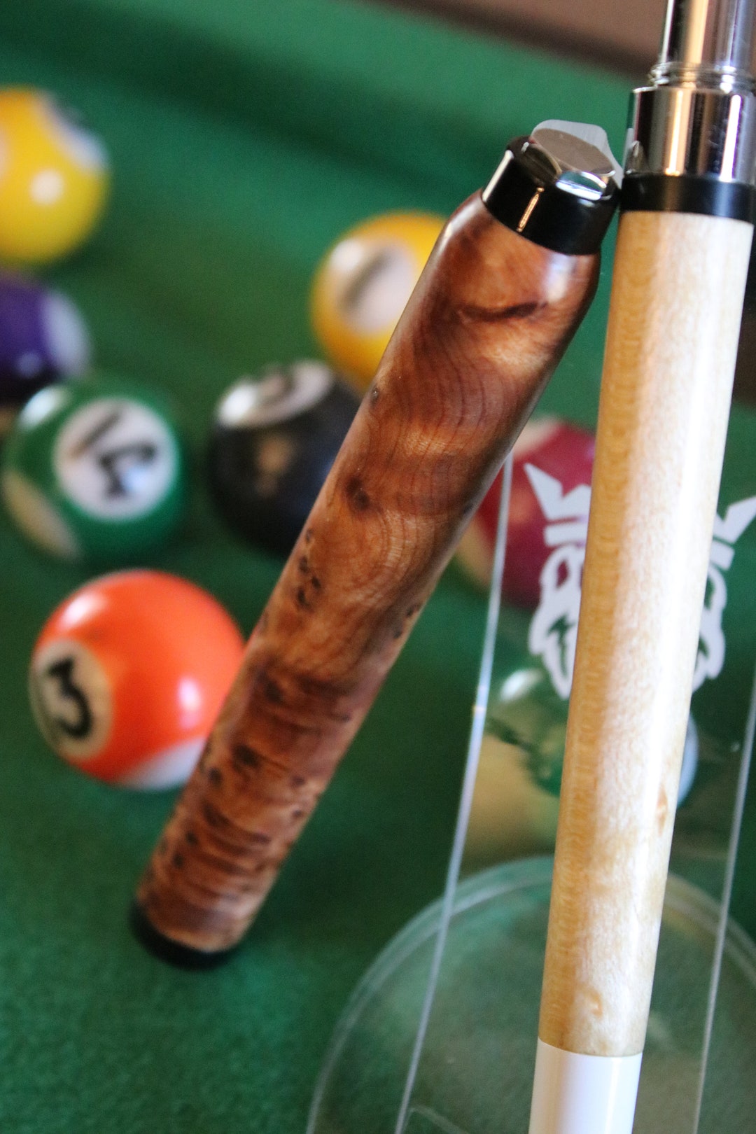 Pool Cue Rollerball Pen With Thuya Burl & Birdseye Maple - Etsy