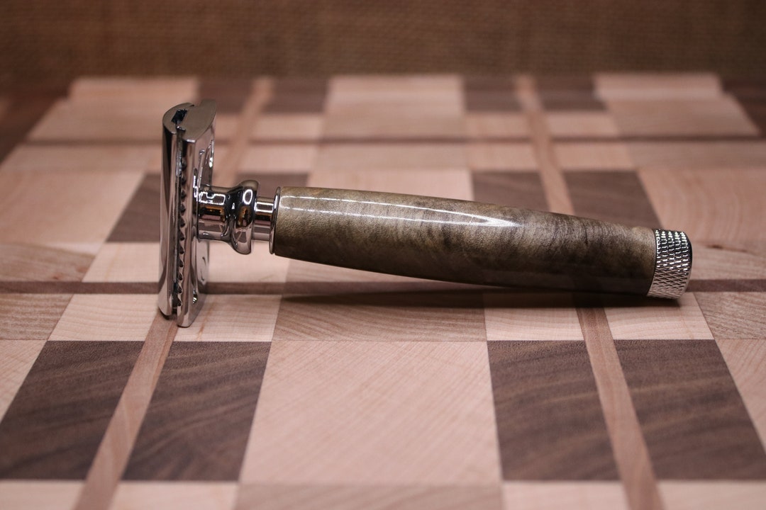 Safety Razor Handle in Chrome With Buckeye Burl - Etsy