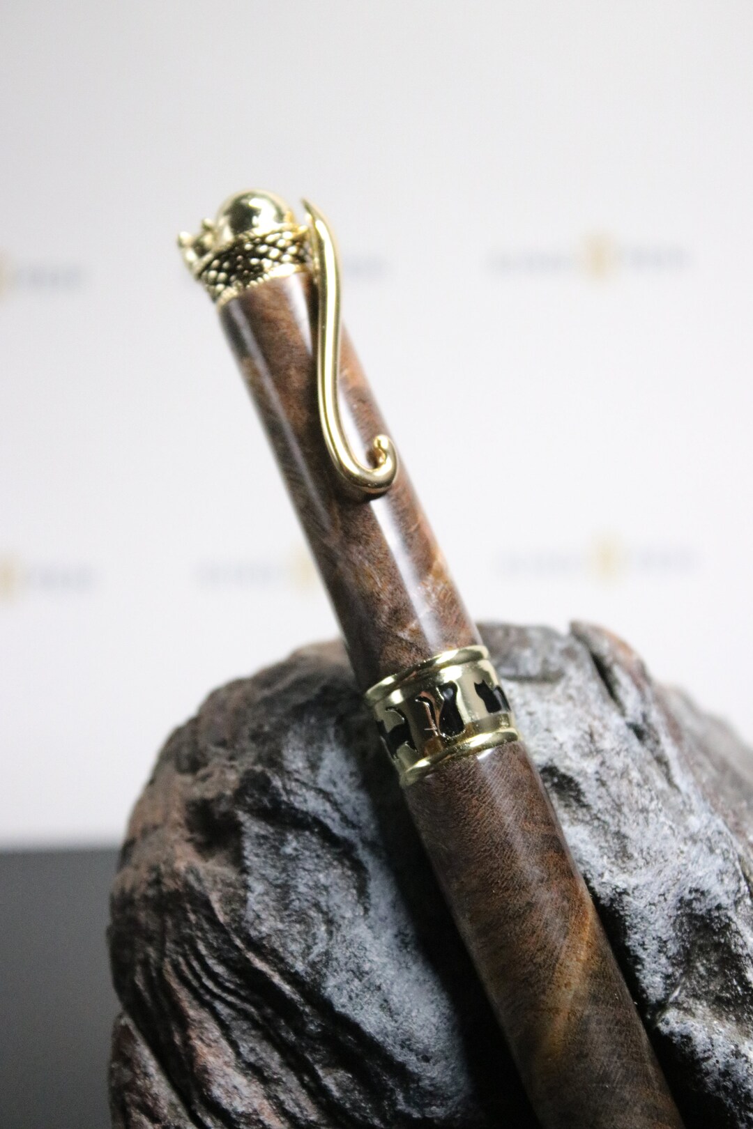 Cat Twist Pen in Gold Finish Featuring a Gold & Black Maple Burl - Etsy