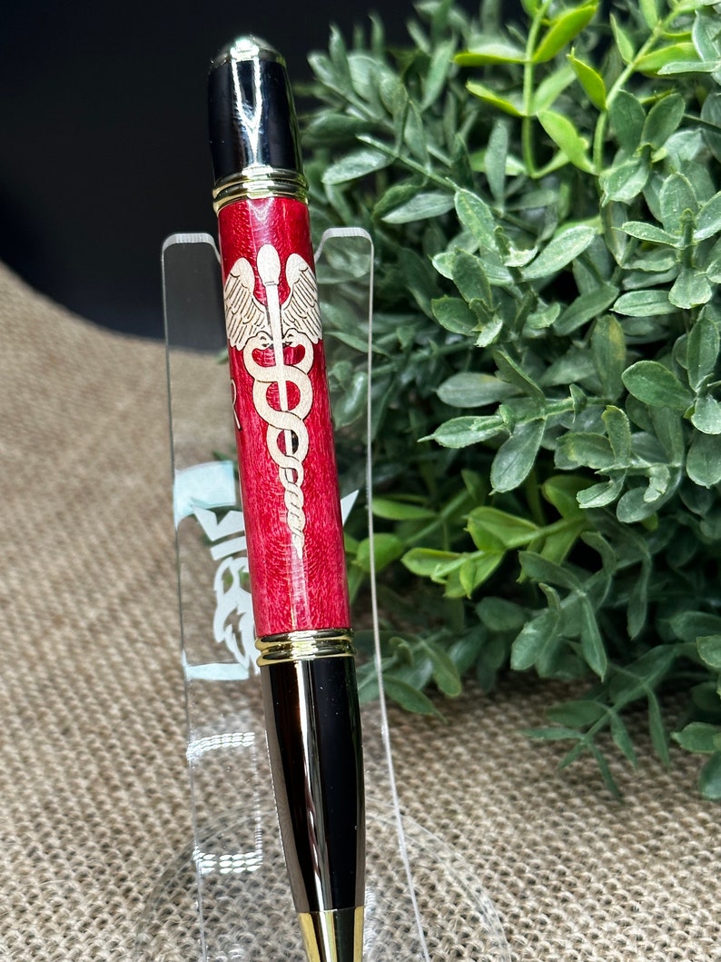 Gatsby in Gun Metal & Gold With Laser Cut RN Caduceus Inlay - Etsy