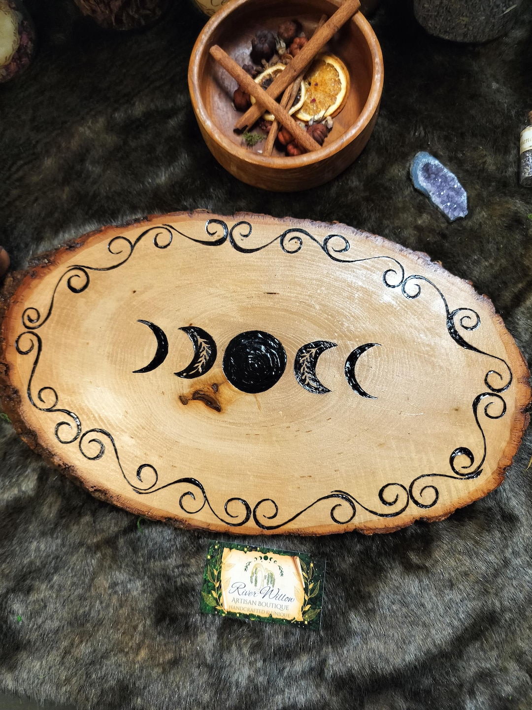 Wood Burned Moon Phase Alter Piece - Etsy