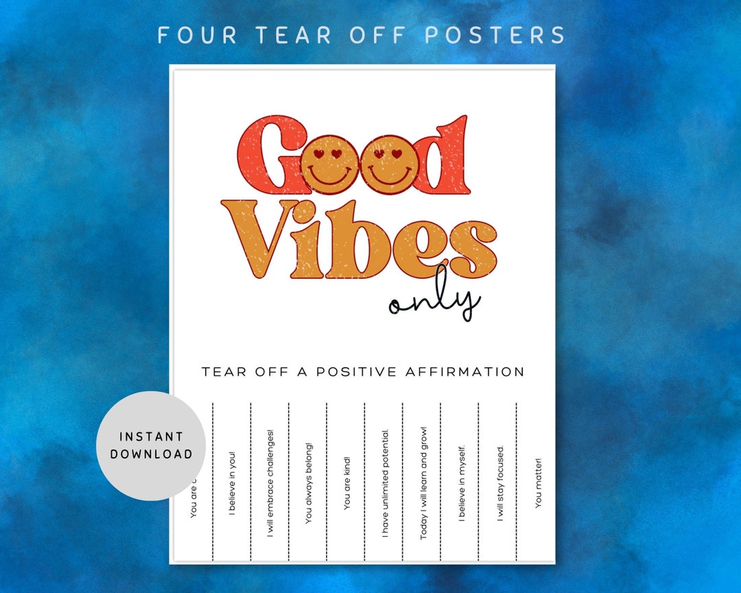 Affirmations Poster Tear off Flyer. Printable Sheet for Positivity ...